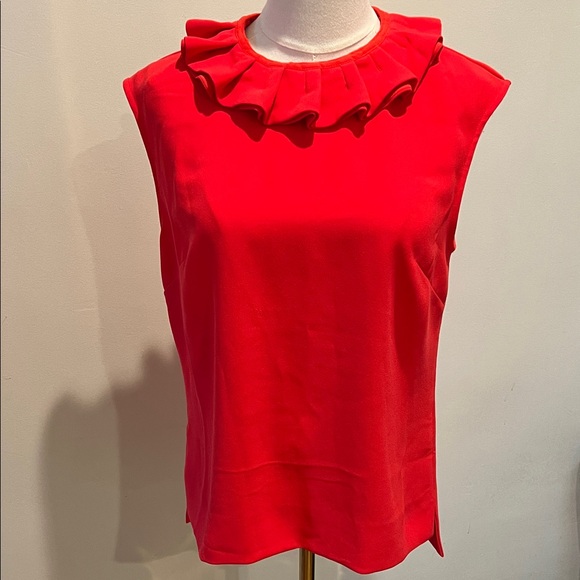 Ted Baker | Tops | Sale Ted Baker Vibrant Red Ruffle Neck Blouse | Poshmark